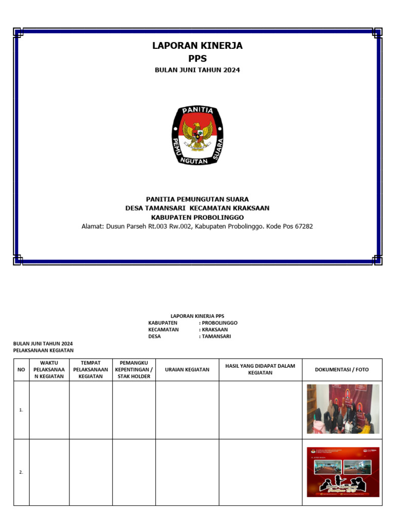 Laporan Kinerja PPS Sekret Juni | PDF