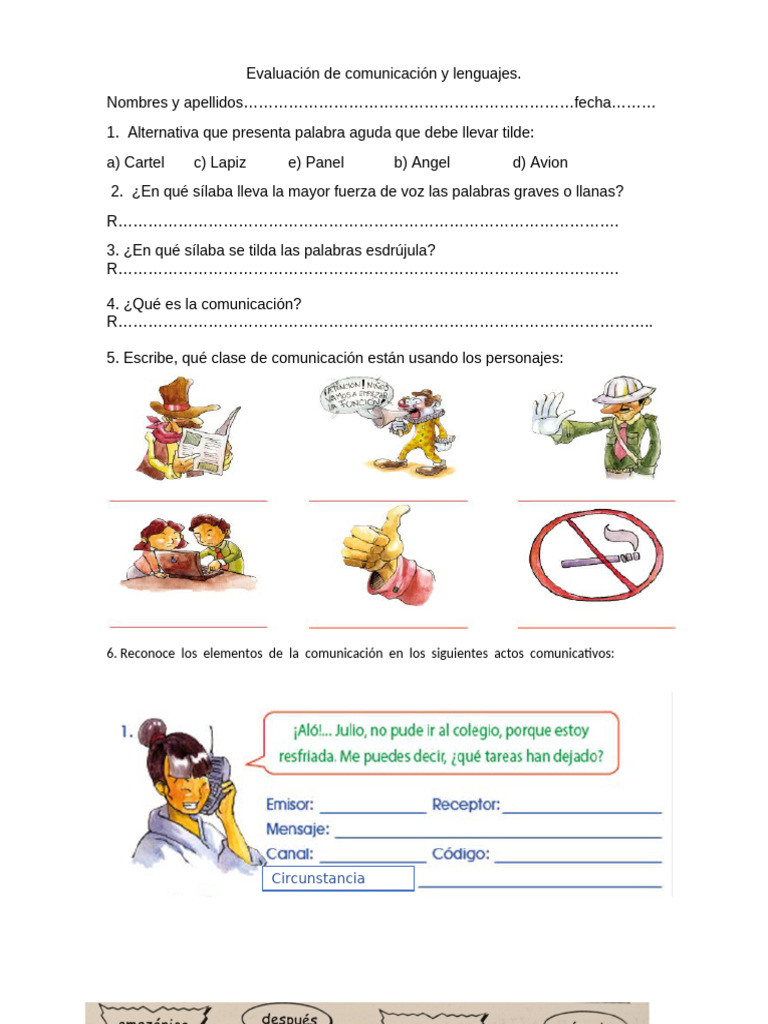 Evaluación de Comunicación y Lenguajes | PDF