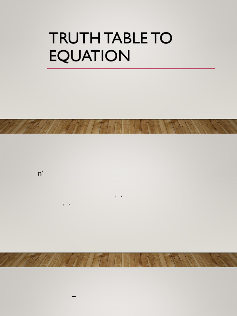 Truth Table To Equation | PDF