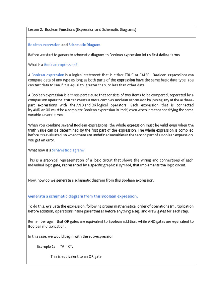 Chapter 2 - Lesson 2 - Boolean To Logic Gates With Truth Table | PDF