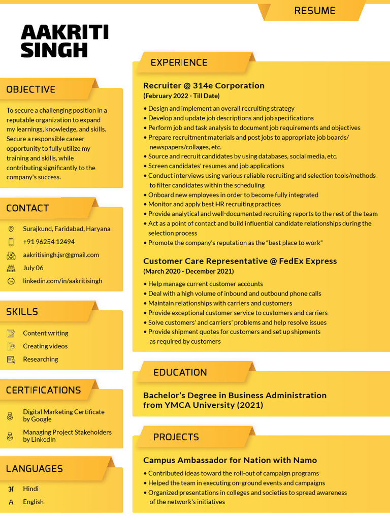 Resume - Aakriti Singh 2022 - Final | PDF