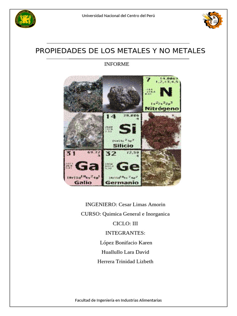 Propiedades de Metales y No Metales | PDF | Rieles | Elementos químicos