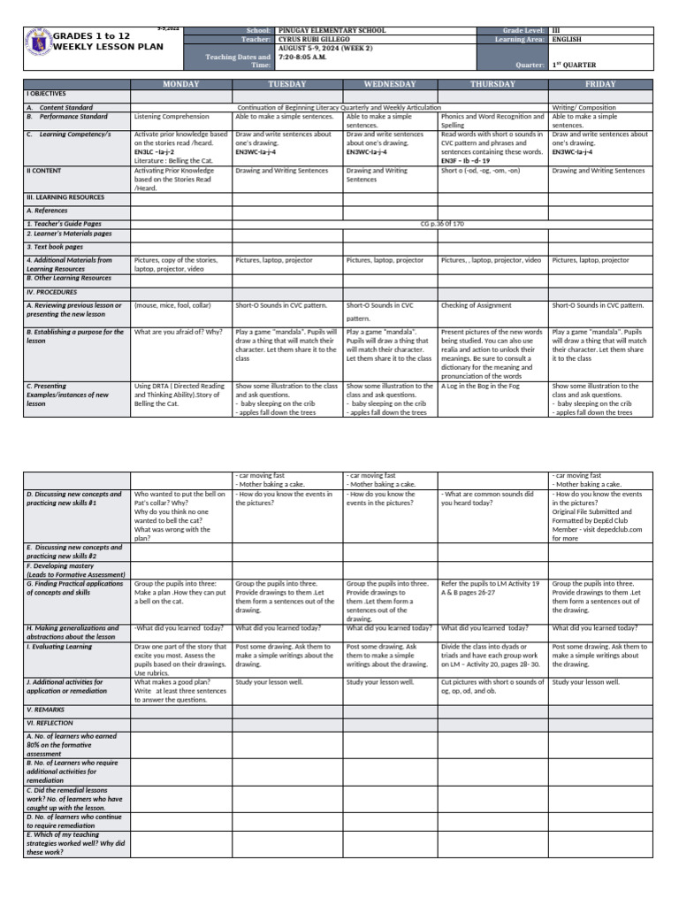 WLP - English 3 - Q1 - W2 | PDF