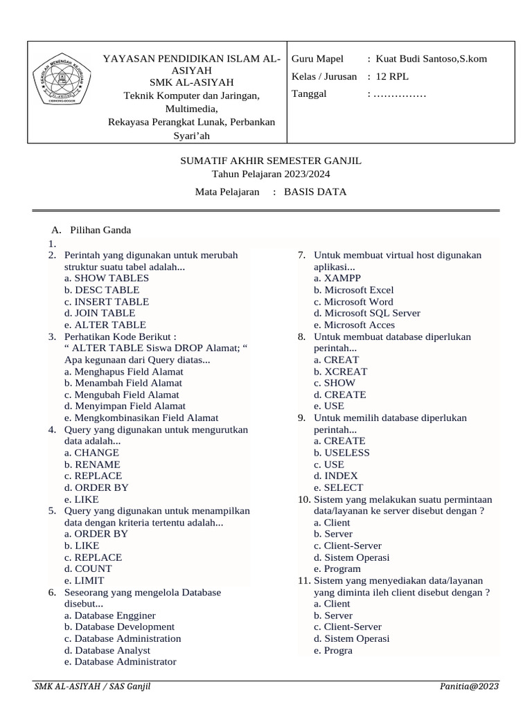 Basis Data 12 RPL | PDF