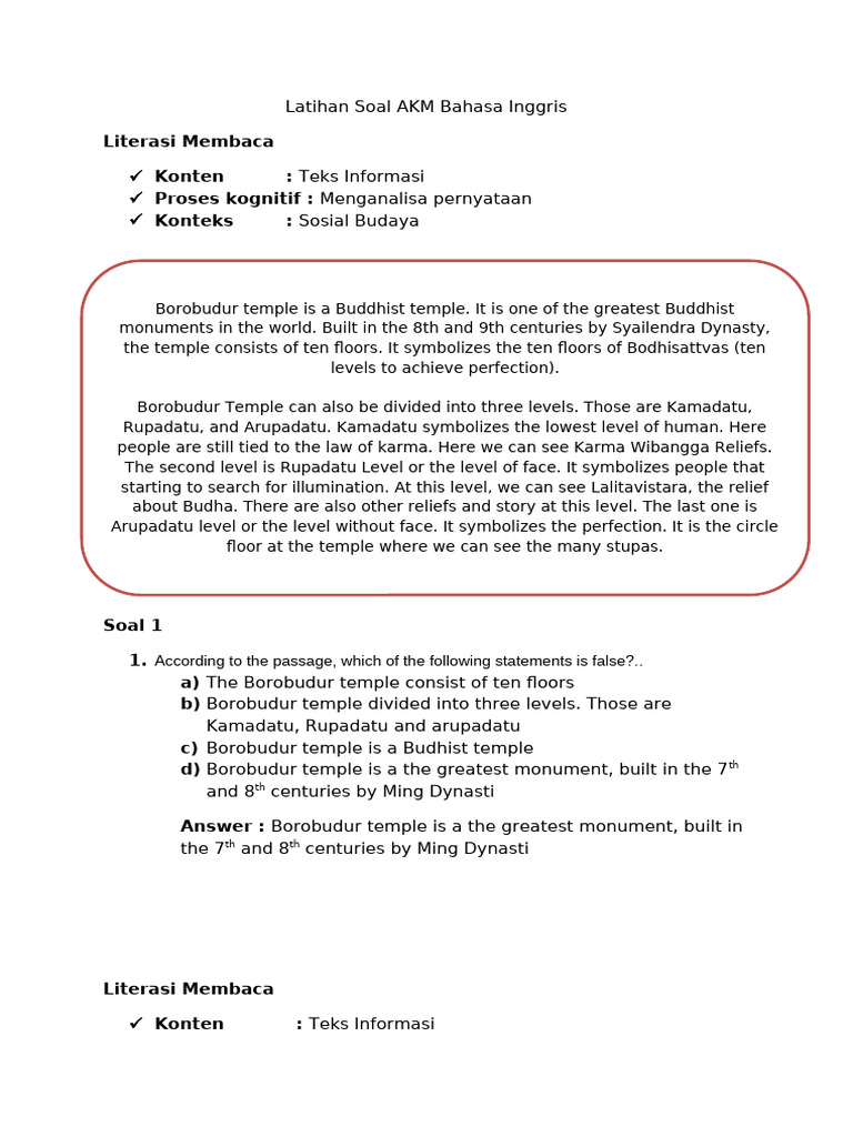 Fix Latihan Soal AKM Bahasa Inggris - Solv | PDF