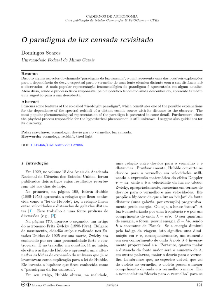 Artigo Domingos Soares - O Paradigma Da Luz Cansada Revisitado | PDF