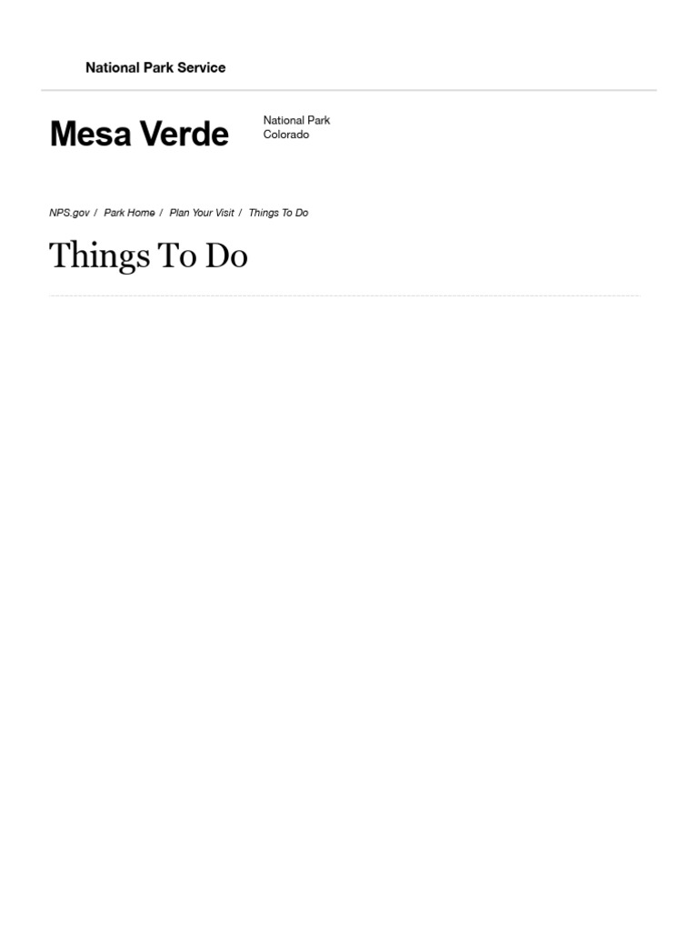 Things To Do - Mesa Verde National Park (U.S. National Park Service) | PDF Things To Do - Mesa Verde National Park (U.S. National Park Service) | PDF