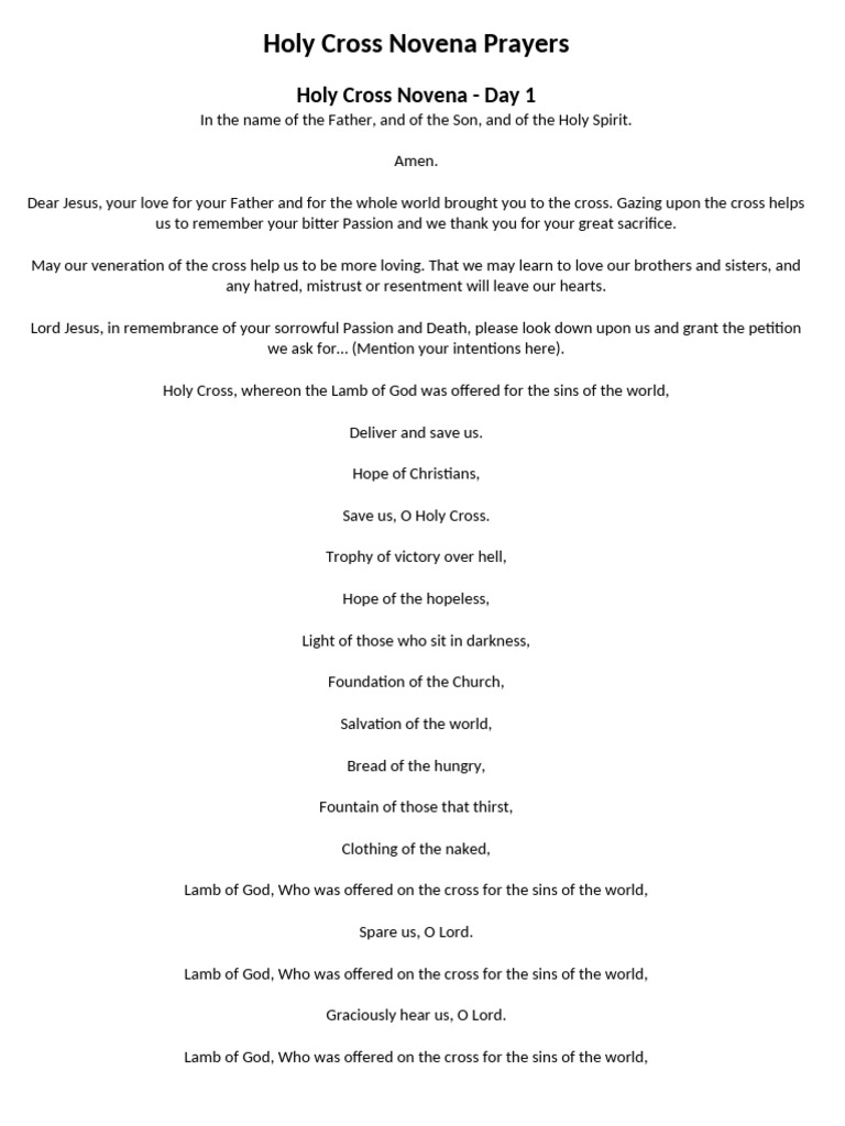 Holy Cross Novena Prayers | PDF
