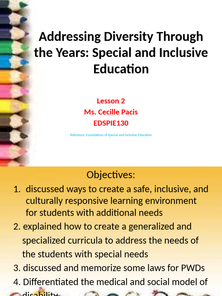 Lesson 2 Addressing Diversity Through The Years | PDF