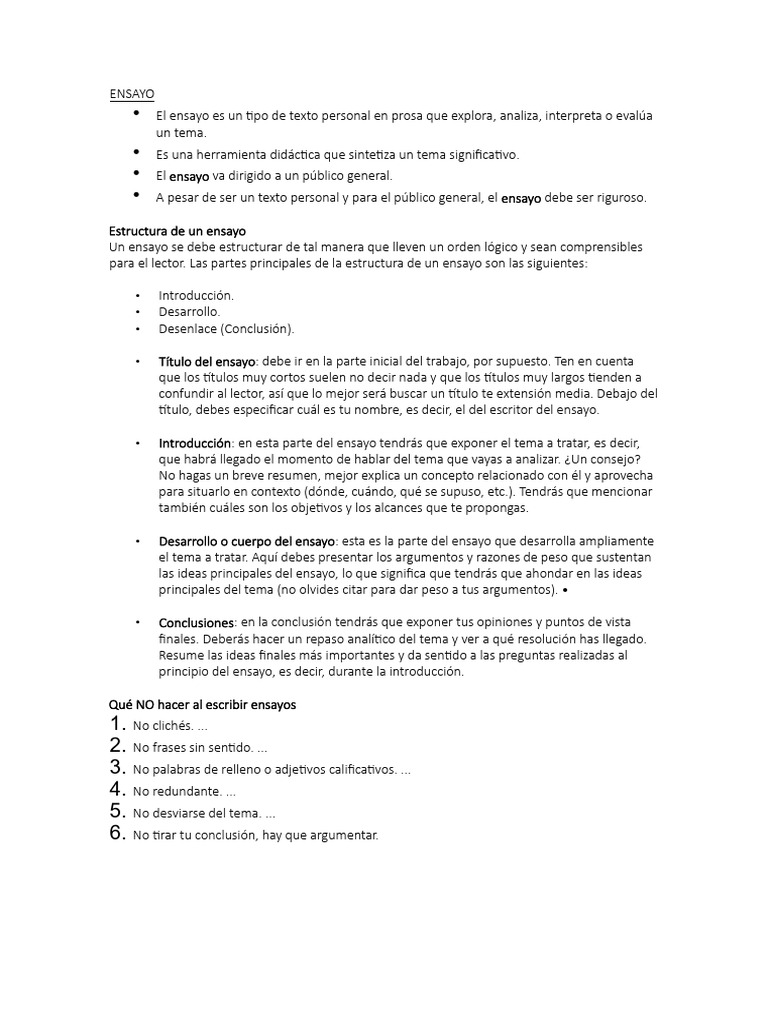 Cómo Escribir Un Ensayo | PDF