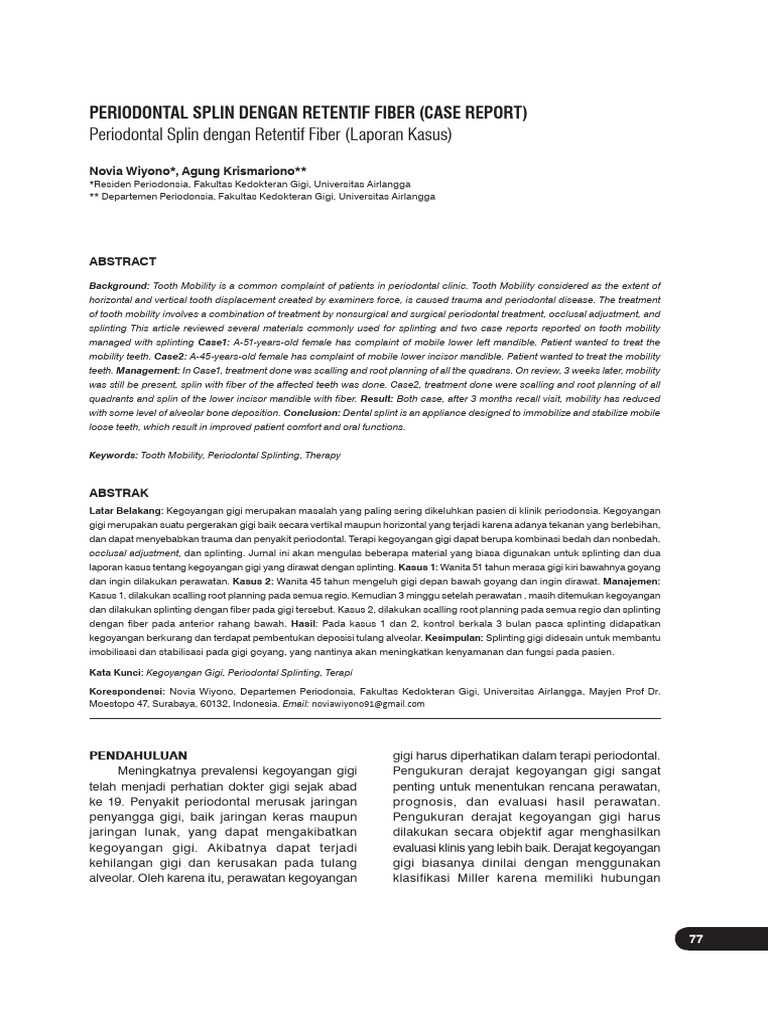 35.periodontal Splin Dengan Retentif Fiber (Case Report) | PDF