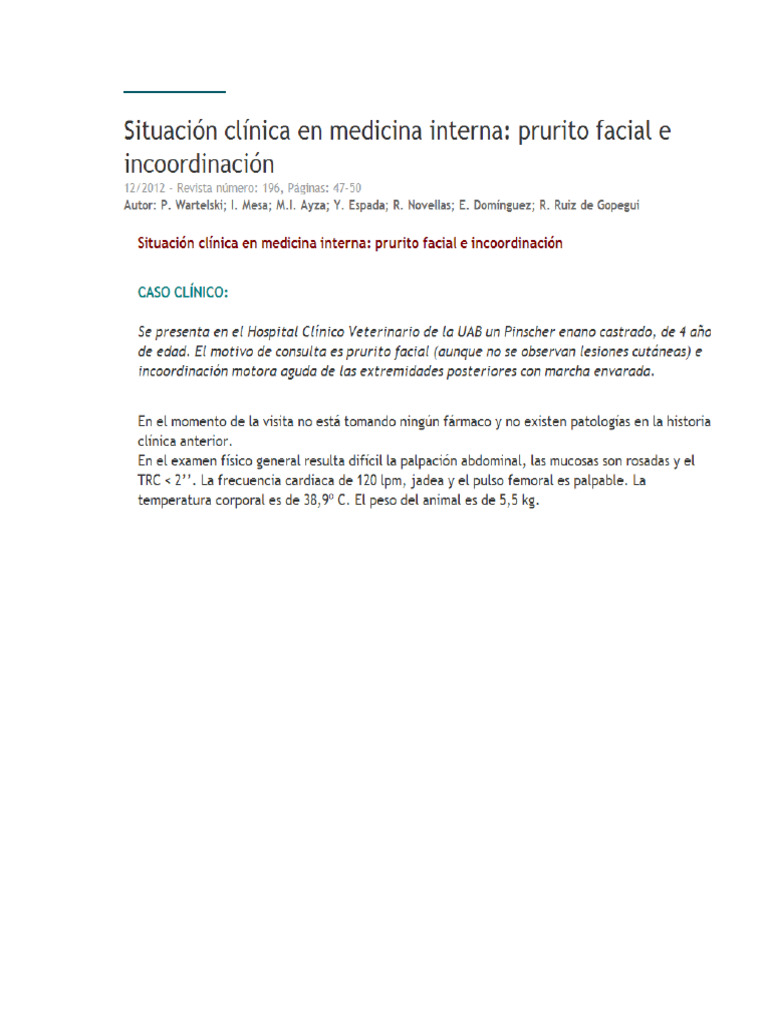 Prurito Facial e Incordinación Texto | PDF