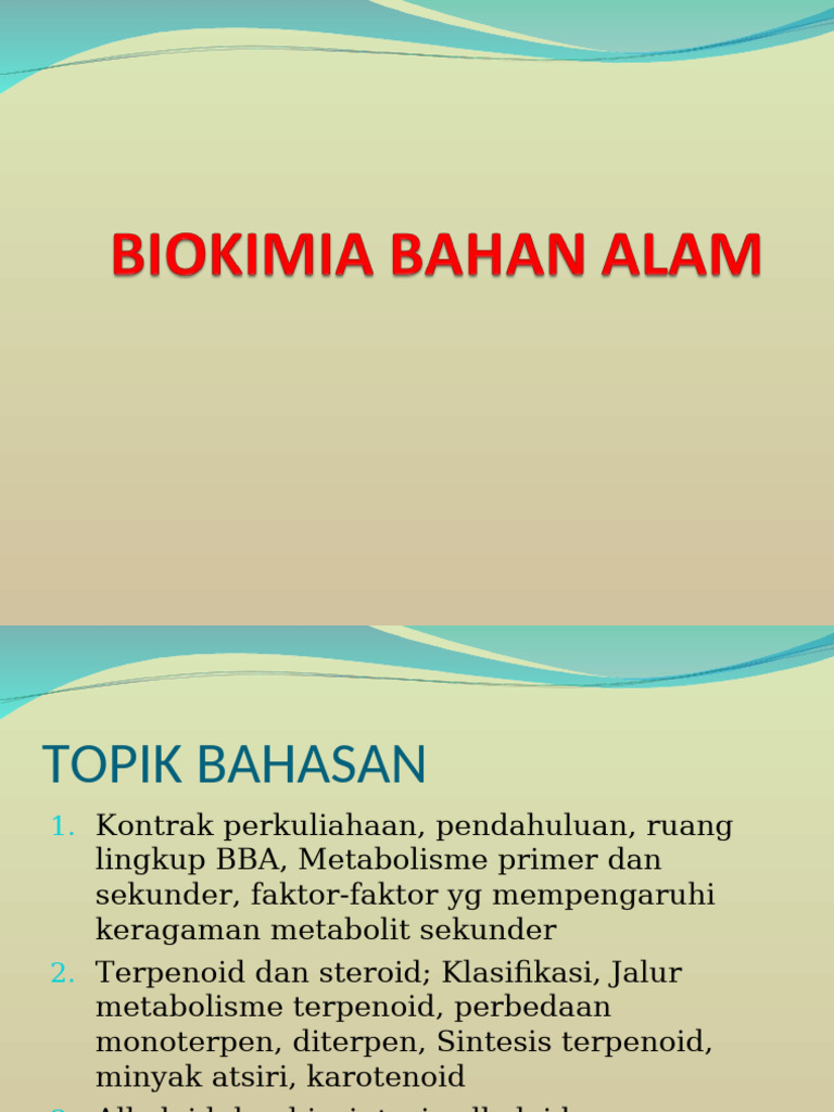 Biokimia Bahan Alam | PDF