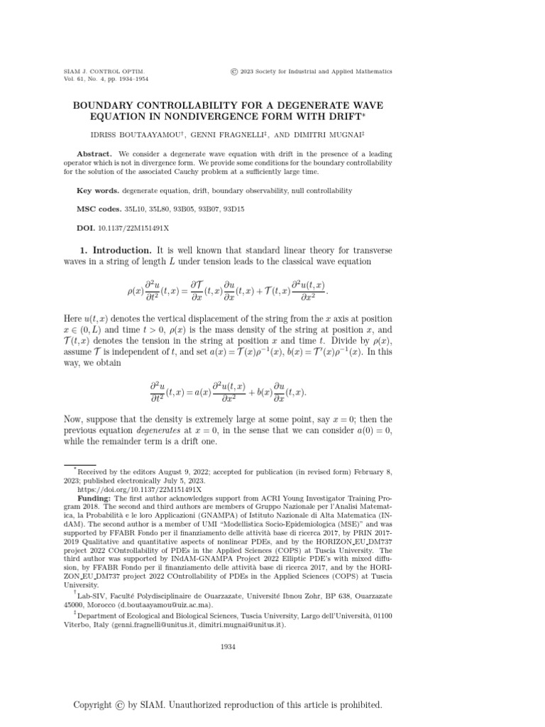 Boundary Controllability For A Degenerate Wave Equation With Drift