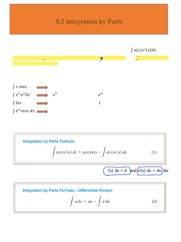 8.2 Integration by Parts | PDF