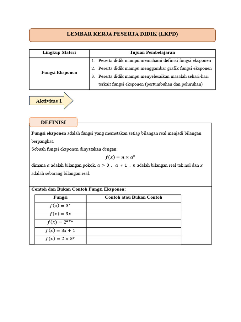 LKPD Fungsi Eksponen | PDF