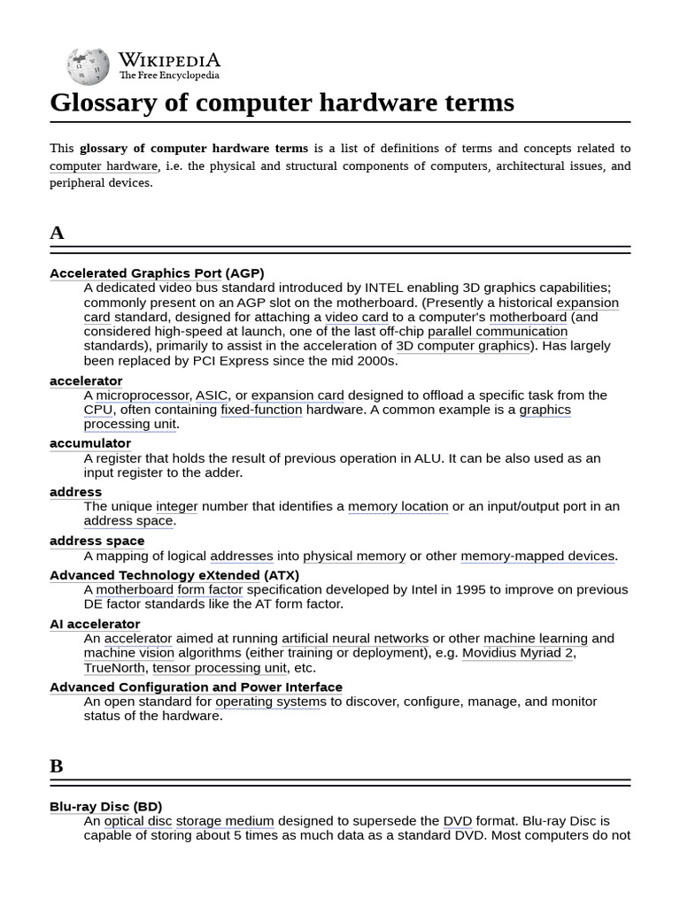Glossary of Computer Hardware Terms | PDF