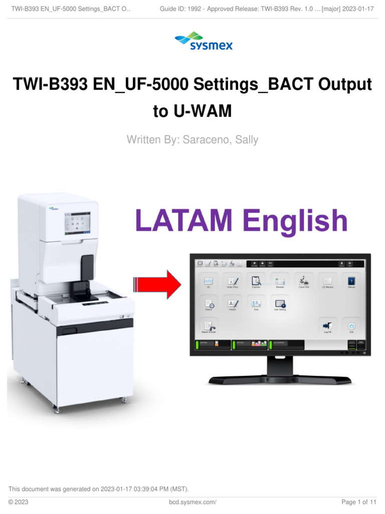Twi-B393 en - Uf-5000 Settings - Bact Output To U-Wam | PDF