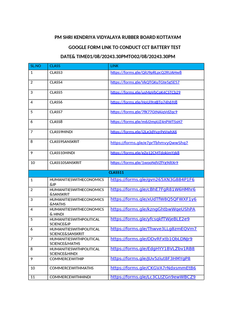 CCT Links For All Classes Battery-5 | PDF