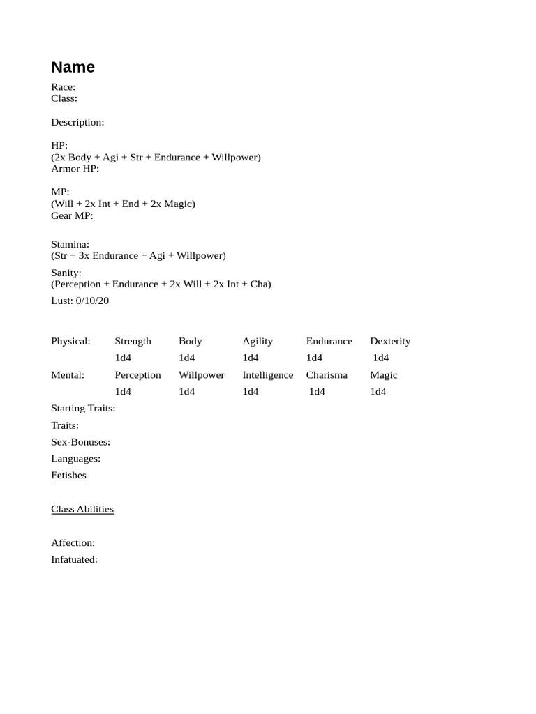 Companions Character Sheet 0.47 | PDF