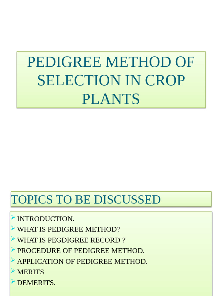 Pedigree Method | PDF