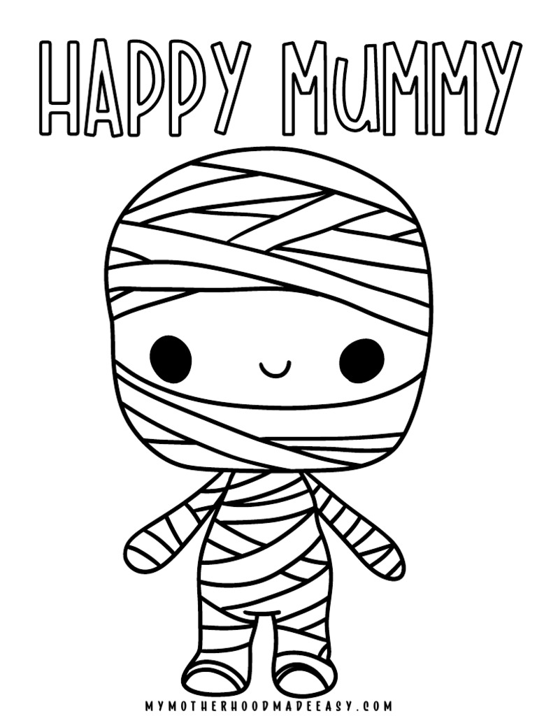 Cute Mummy Happy Halloween Coloring Pages Free Printable PDF | PDF
