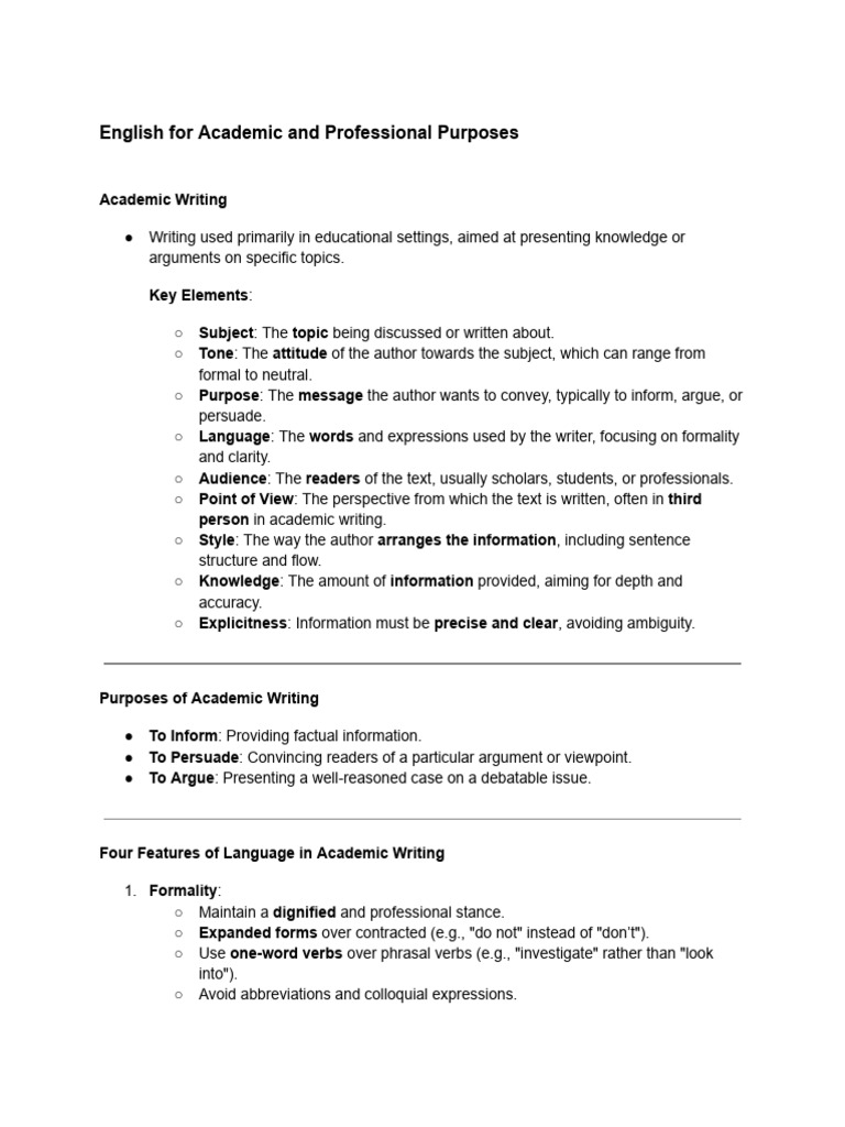 English For Academic and Professional Purposes Reviewer 1 | PDF