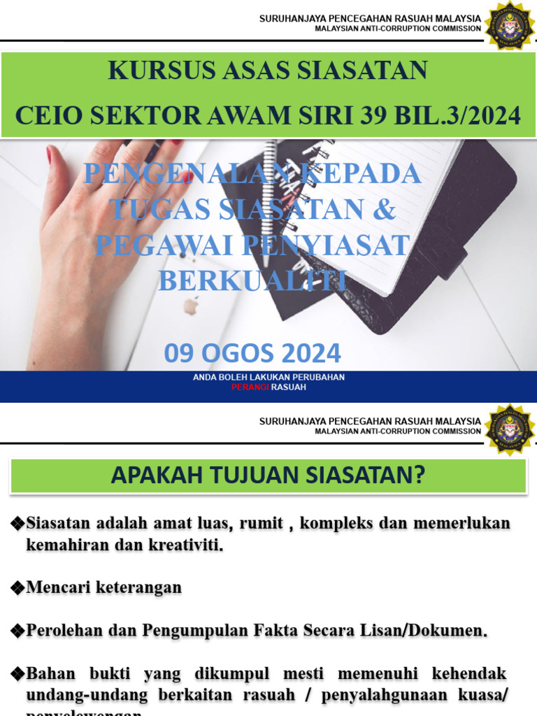 Pengenalan Kepada Siasatan & Pegawai Penyiasat berkualiti-LGM | PDF