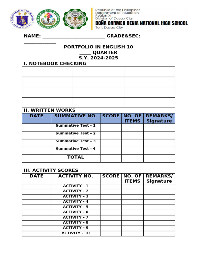 Portfolio Checklist | PDF