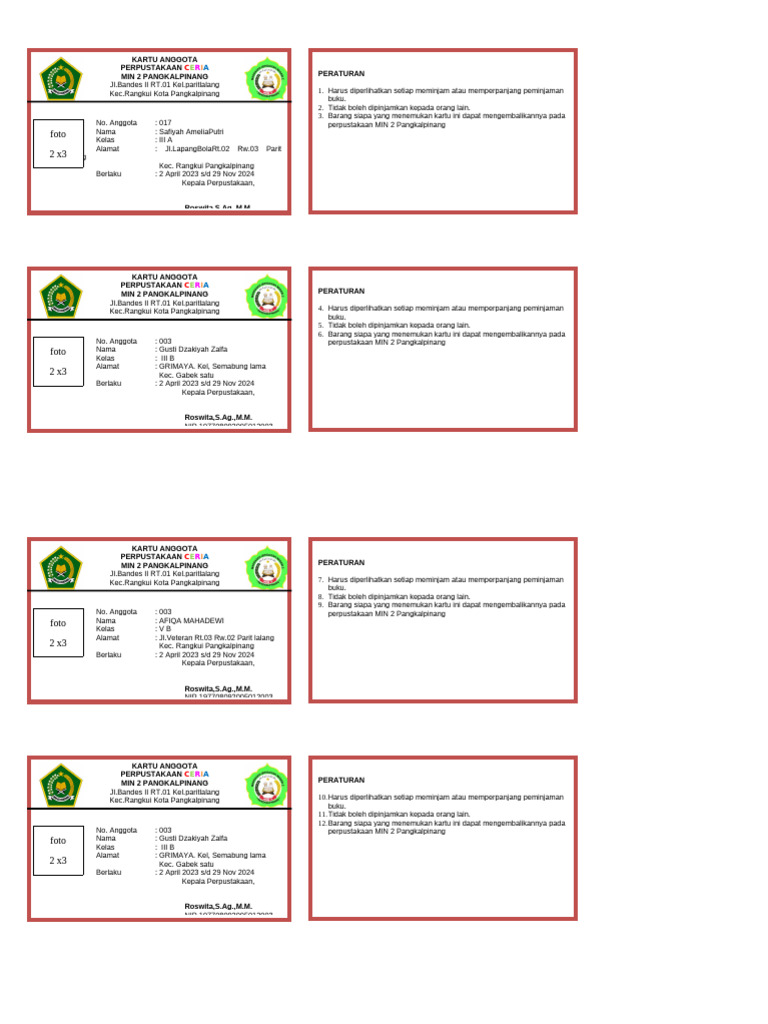 01 Kartu Anggota | PDF