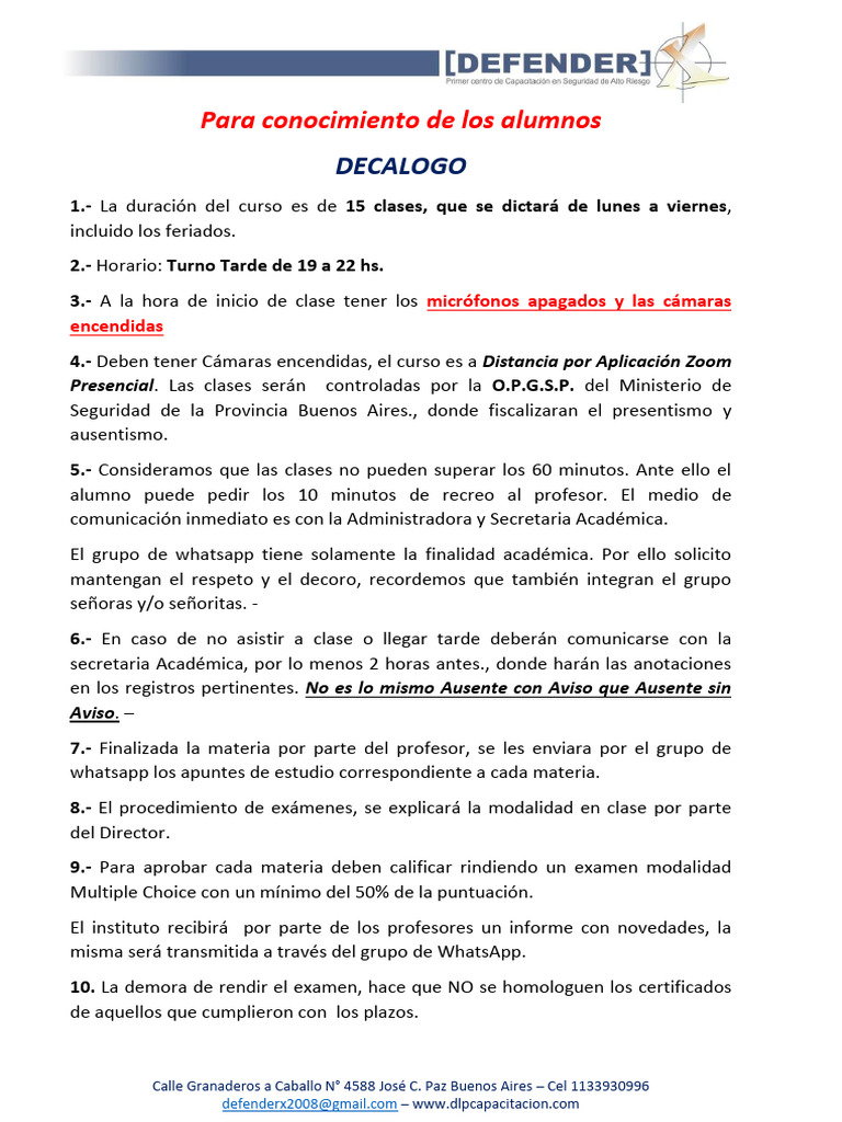 Decalogo Del Alumno 2024 Nuevo | PDF