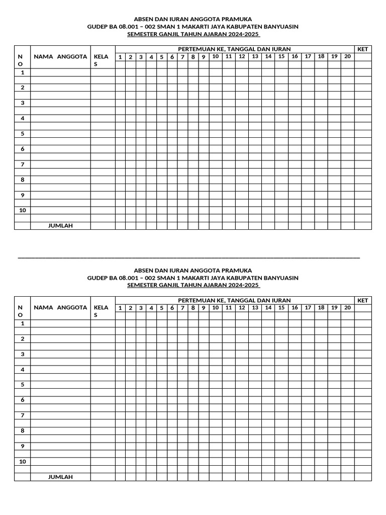 Absen Dan Iuran Anggota Pramuka | PDF