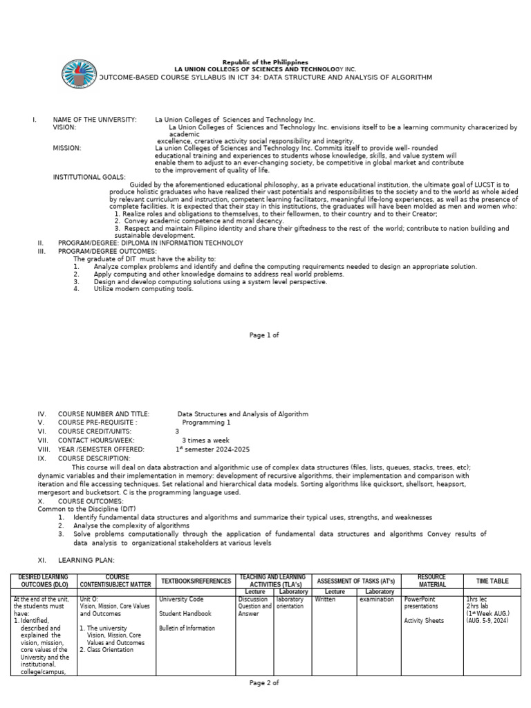 Data Structures Syllabus | PDF | Algorithms | Art Data Structures Syllabus | PDF | Algorithms | Art