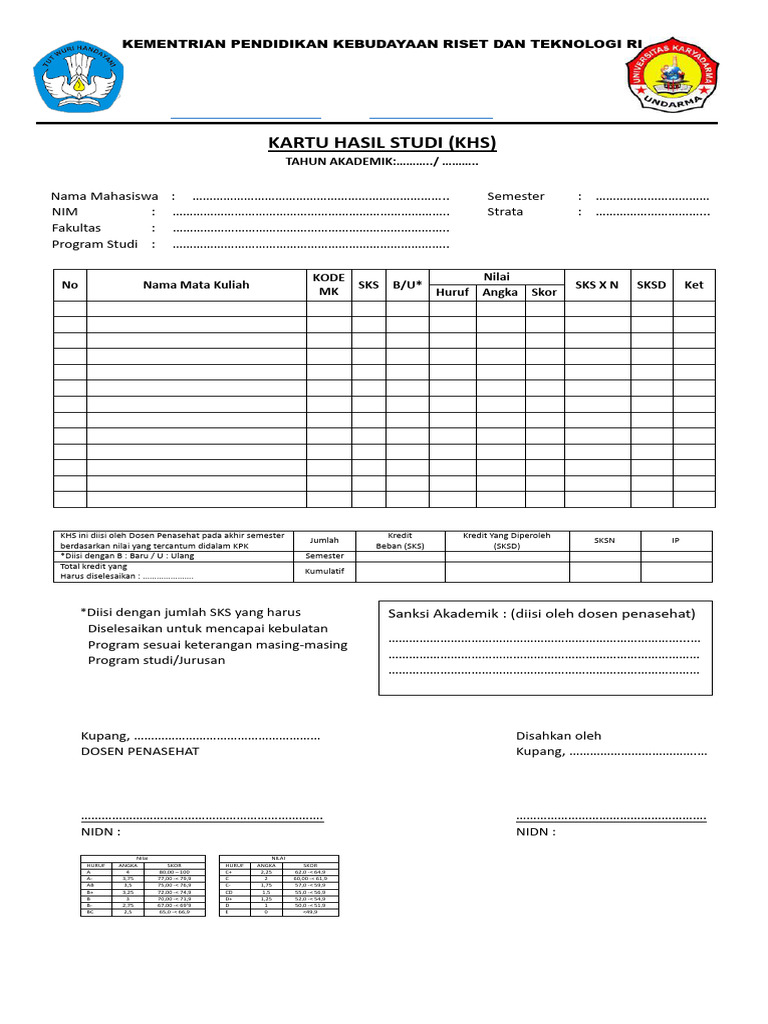 Format Khs-Krs | PDF