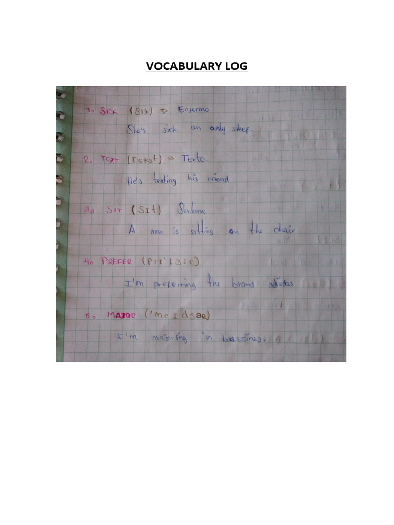 Vocabulary Log | PDF