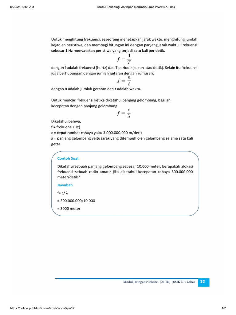 Modul Teknologi Jaringan Berbasis Luas (WAN) XI TKJ | PDF