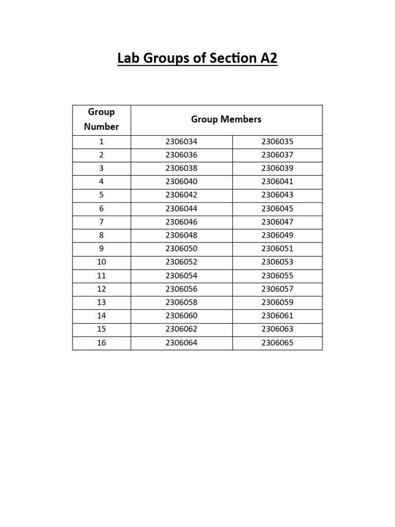 Lab Groups A2 | PDF