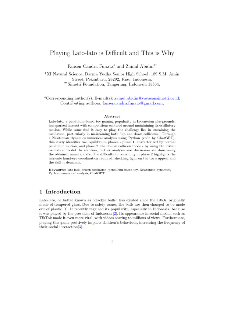 Playing Lato-Lato Is Difficult and This Is Why | PDF