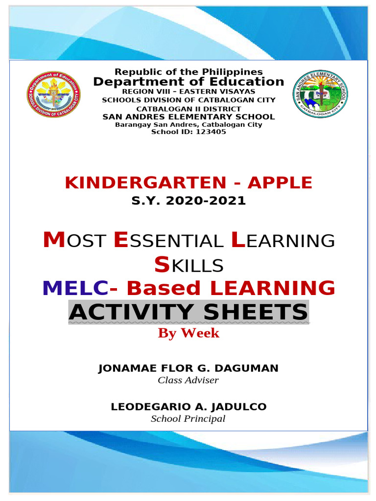 MELC Cover Page for Kindergarten 2020-2021 | PDF | Wellness ...