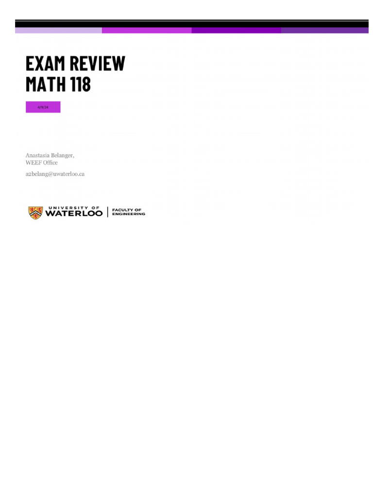 MATH 118 - Exam Review - Notes | PDF