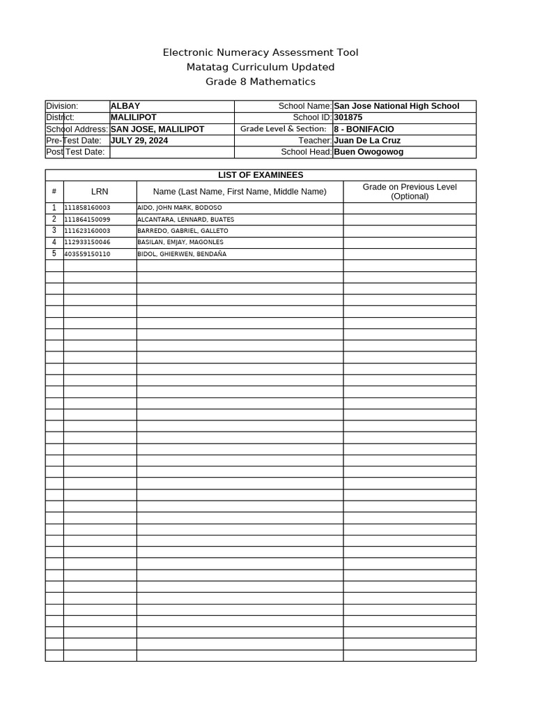 Grade 08 eNAT Class | PDF