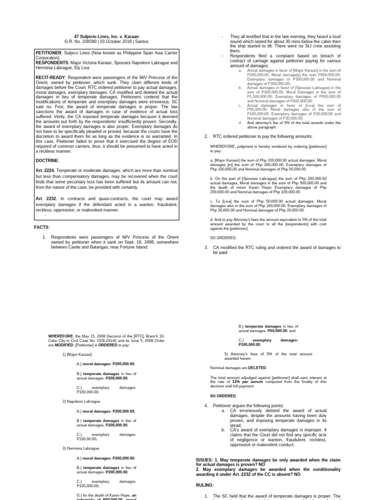 47 Sulpicio Lines, Inc. v. Karaan | PDF