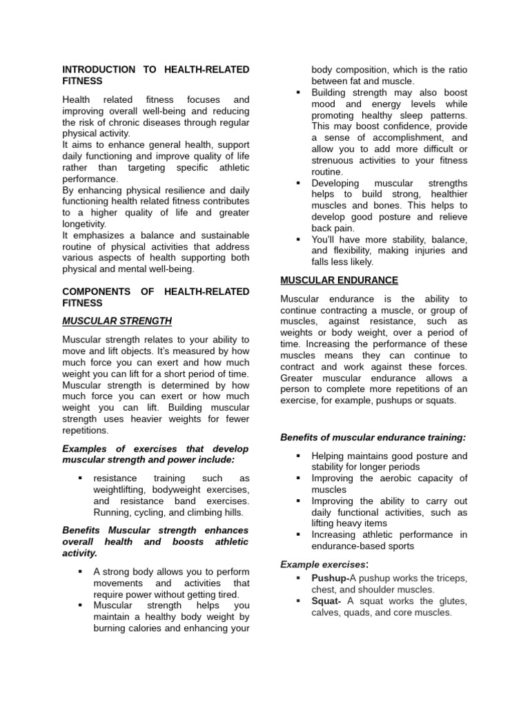 PATHFIT HAND-OUTS (Group 1) | PDF