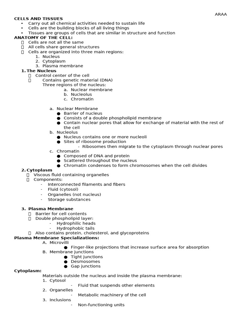 Cells and Tissues - Ara | PDF