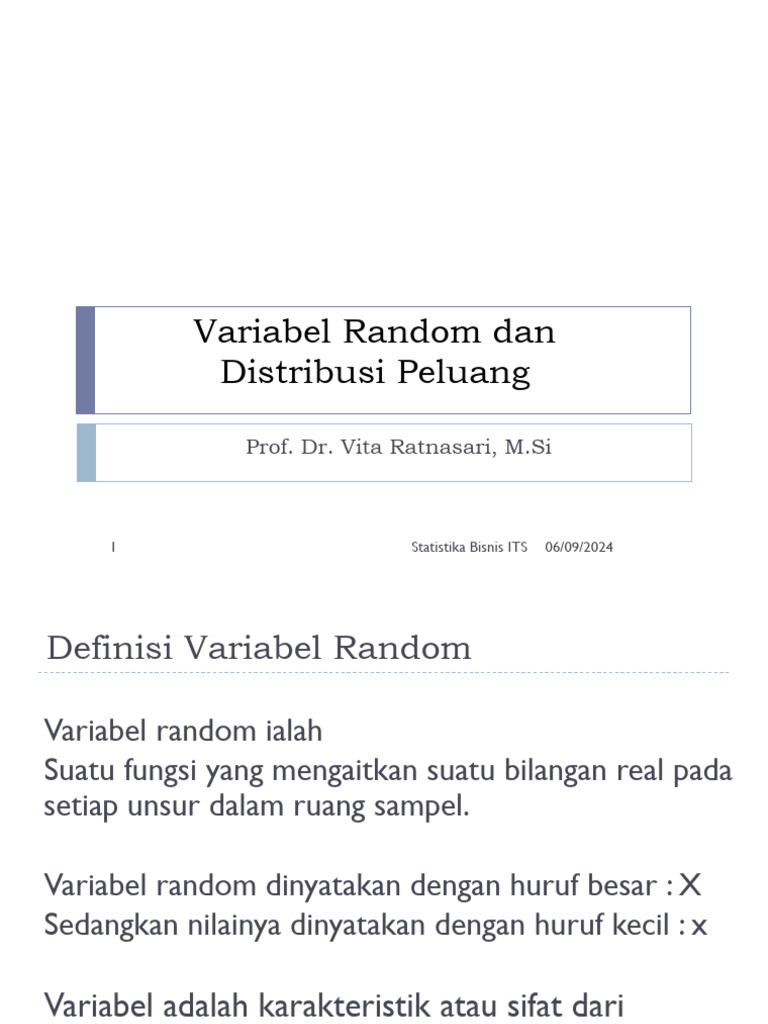 Variabel Random Dan Distribusi Peluang MMT 2024 | PDF
