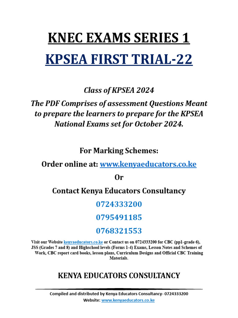 Grade 6 Knec 001 Exams | PDF