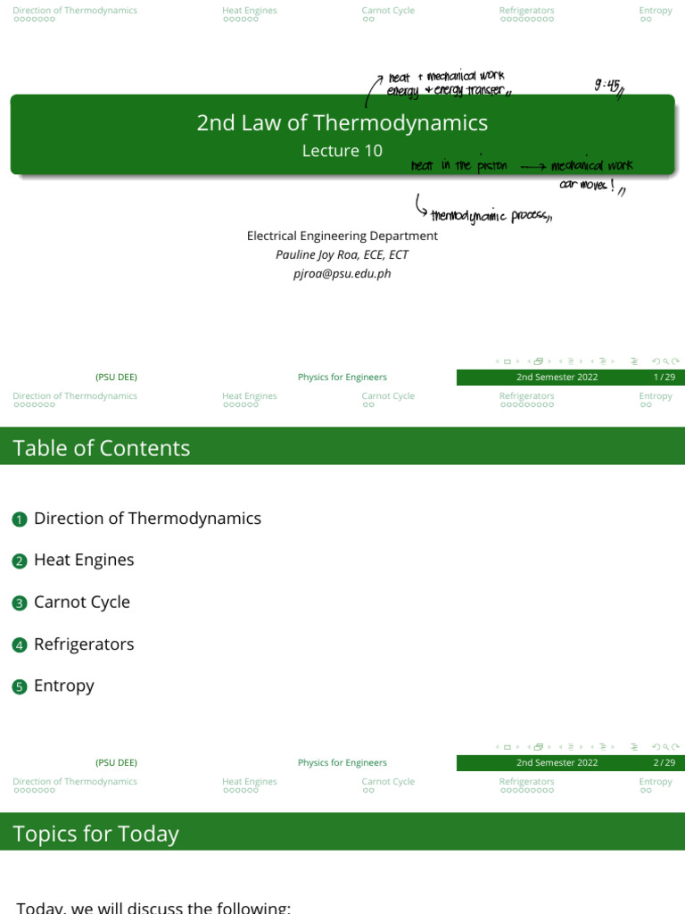 PHYS1 Lec10 2ndLawofThermodynamics v02 Annotated | PDF