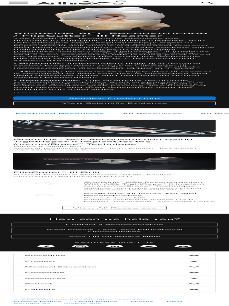 Arthrex - All-Inside ACL Reconstruction FlipCut | PDF