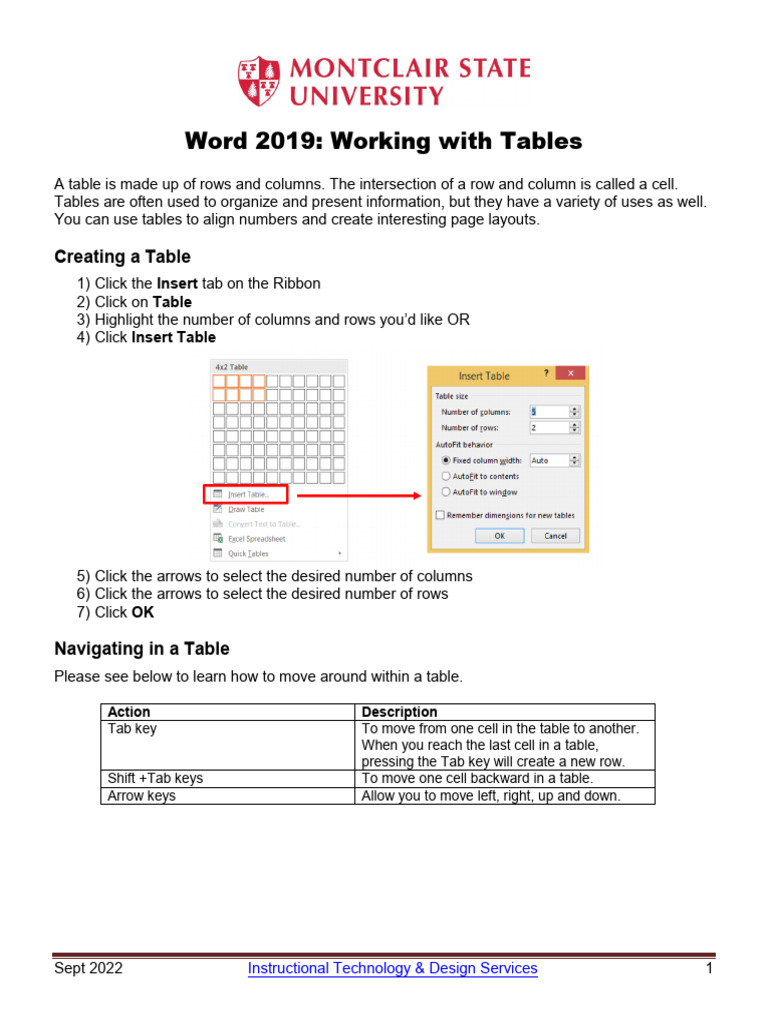 Working With Tables Word 2019 | PDF Working With Tables Word 2019 | PDF
