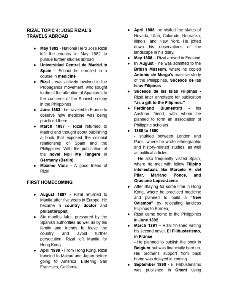 Rizal 1st&2nd HC Reviewer | PDF